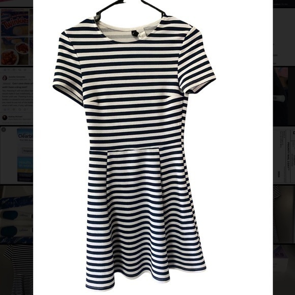 Divided | Dresses | Divided Womens Navy White Striped Fitted Dress With ...